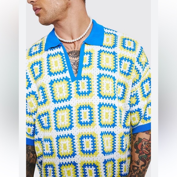 Boohoo | Tops | Boohoo Man Unisex Crochet Knit Top Size M Can Size Up ...
